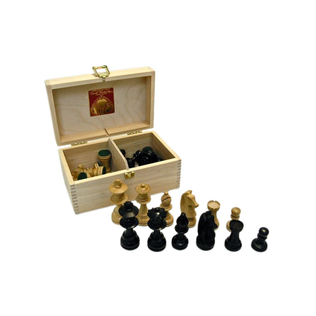 Marston chess pieces in natural and black boxwood | Hoyle's of Oxford