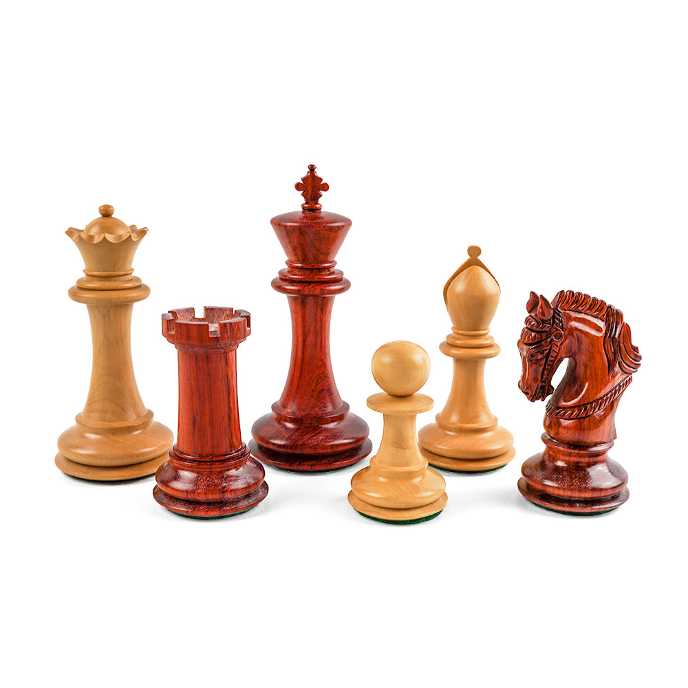 Staunton chess pieces in double-weighted padauk and boxwood | Hoyle's ...
